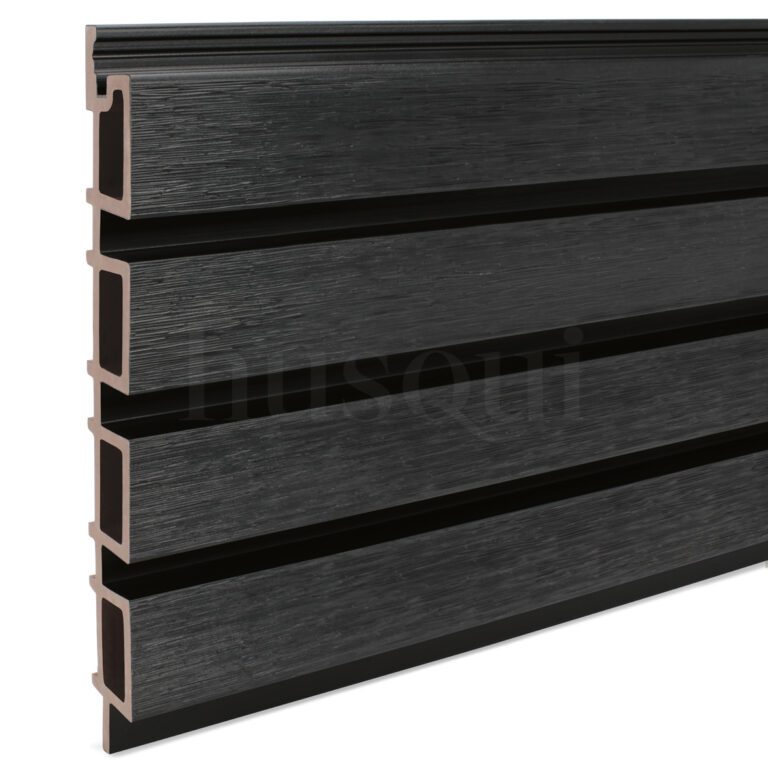 219mm Black Composite Slatted Wall Cladding | Husqui®